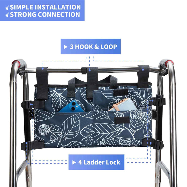 Walker Baskets for Folding Walker with Cup Holder Walker Storage Bag H ...