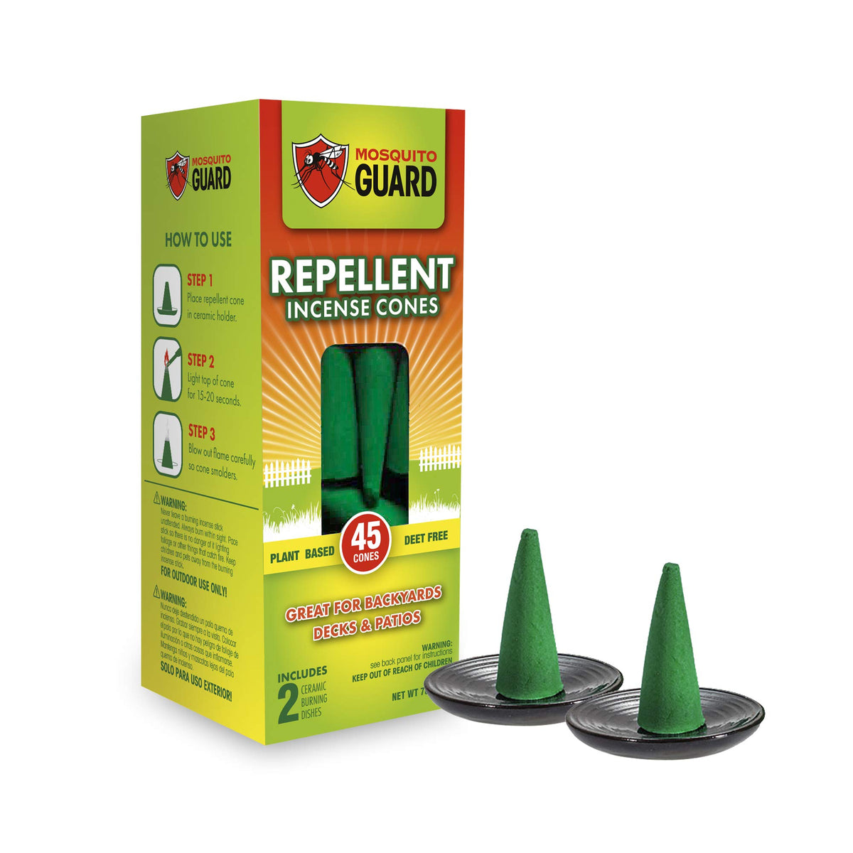 Mosquito Guard 45pcs Mosquito Repellent Incense Cone with 2 Ceramic Di
