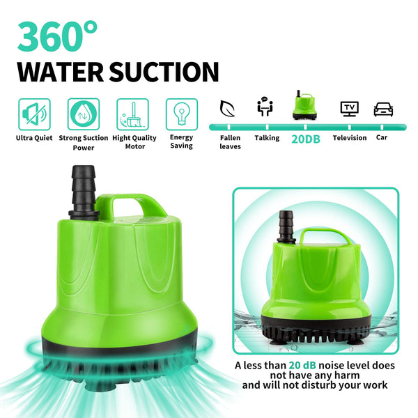 FREESEA 160 GPH 12W Submersible Water Pump for Pond Aquarium Hydroponi ...
