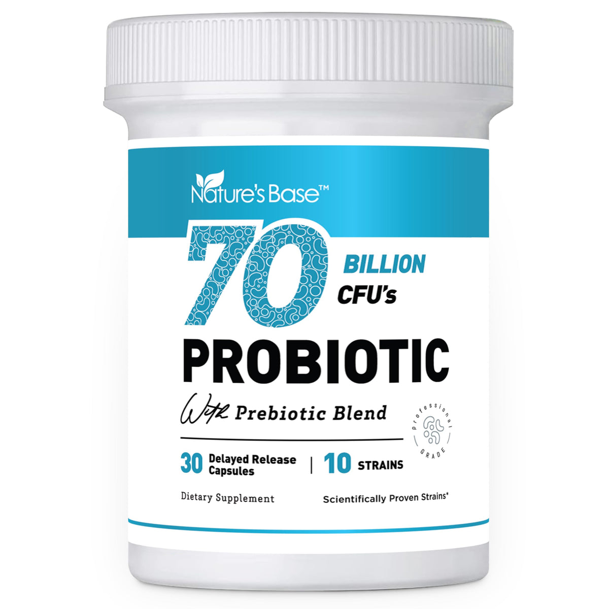 NATURE'S BASE Probiotics 70 Billion CFU - 10 Strains Including Lactoba