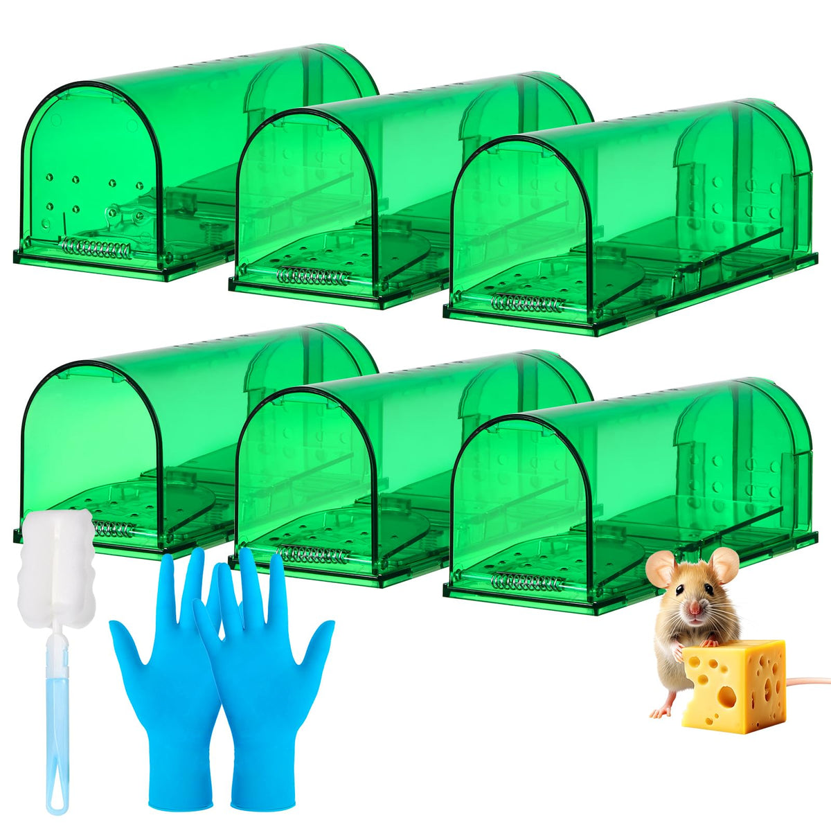 WHEELIO Mouse Traps, 6 Pack Humane Mouse Traps for Indoors and Outdoor