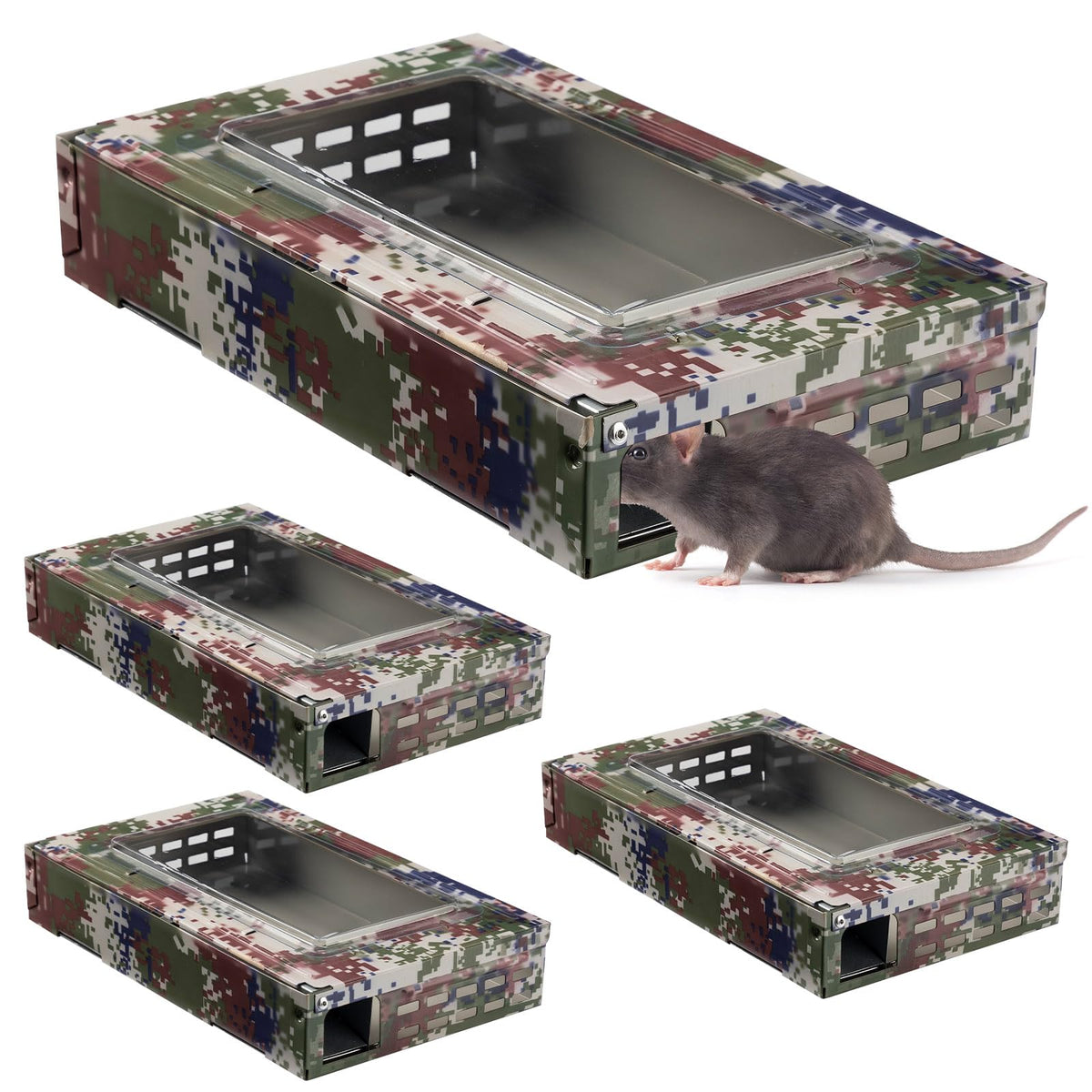 4 Pack Multi Catch Mouse Trap Clear Top Humanized Mouse Trap Rodent Mo