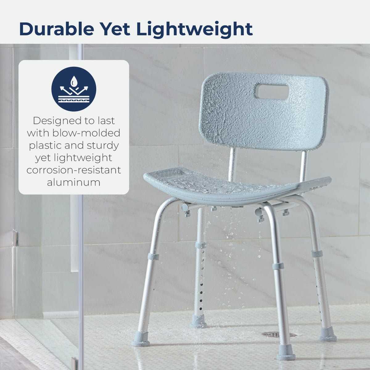 Drive Medical RTL12202KDR Shower Chair with Back, Adjustable Stool wit