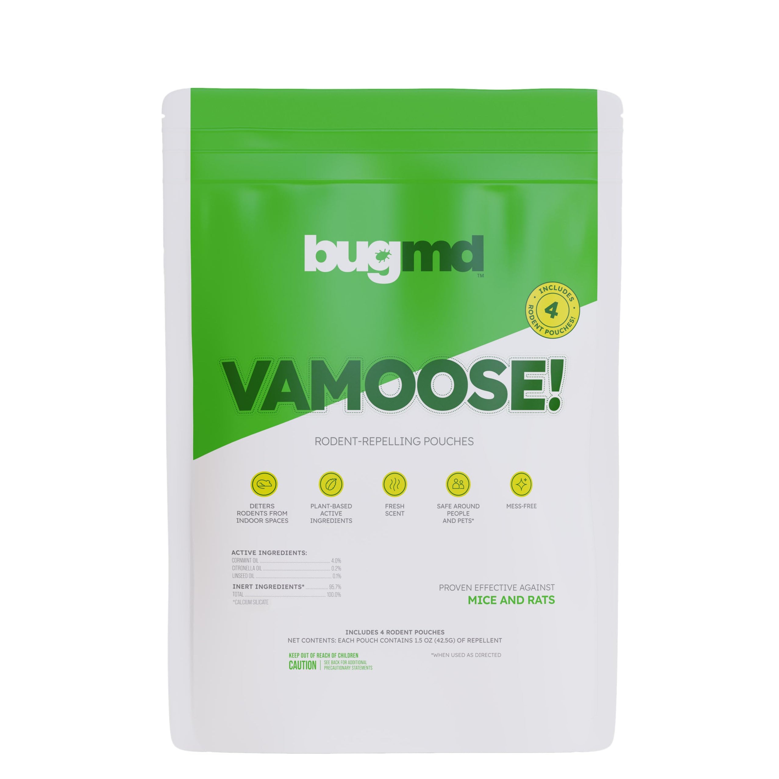 BugMD Vamoose - Rodent Repellent Pouches (2 Pack, 8 Pouches), Plant-Po