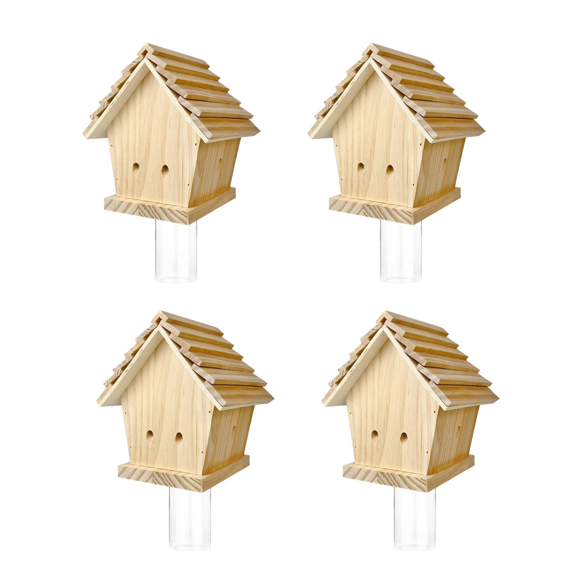 GAW Nature Wood Cabin Style Carpenter Bee Traps for Outdoors, 4 Pack B