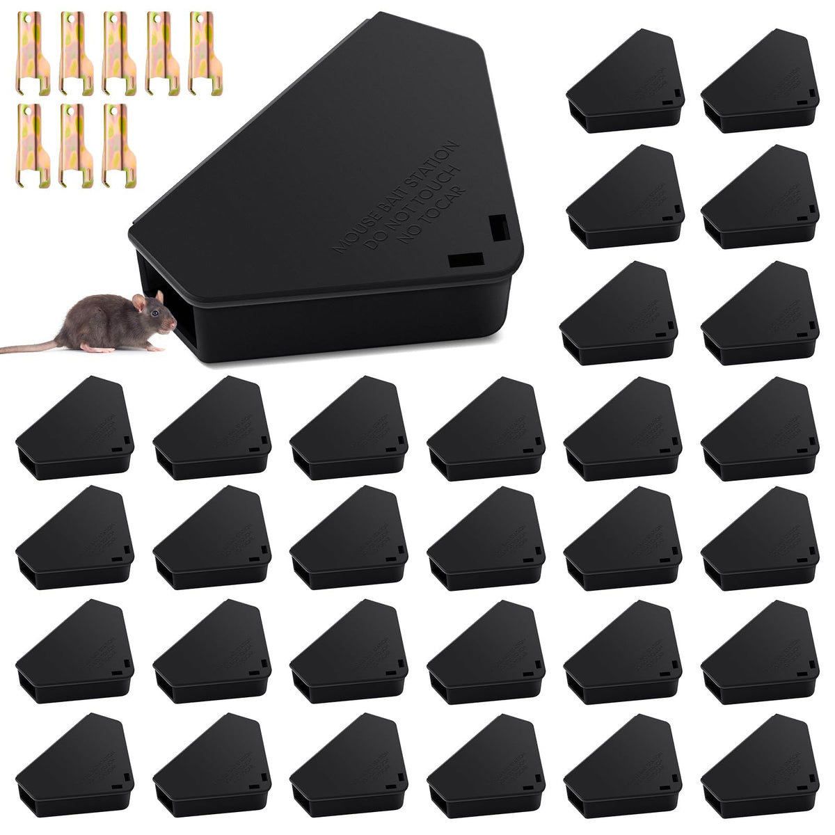 Qualirey 36 Pcs Mice Station with Keys Mouse Bait Stations Waterproof
