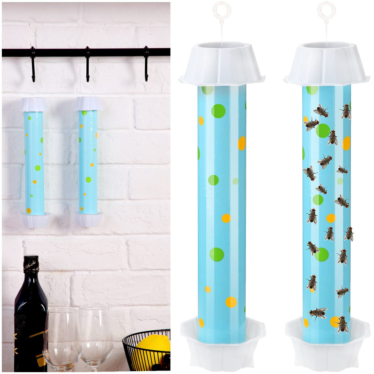 2 Pcs Sticky Fly Trap Fly Stick with Hanging Hook Adhesive Fly Catcher