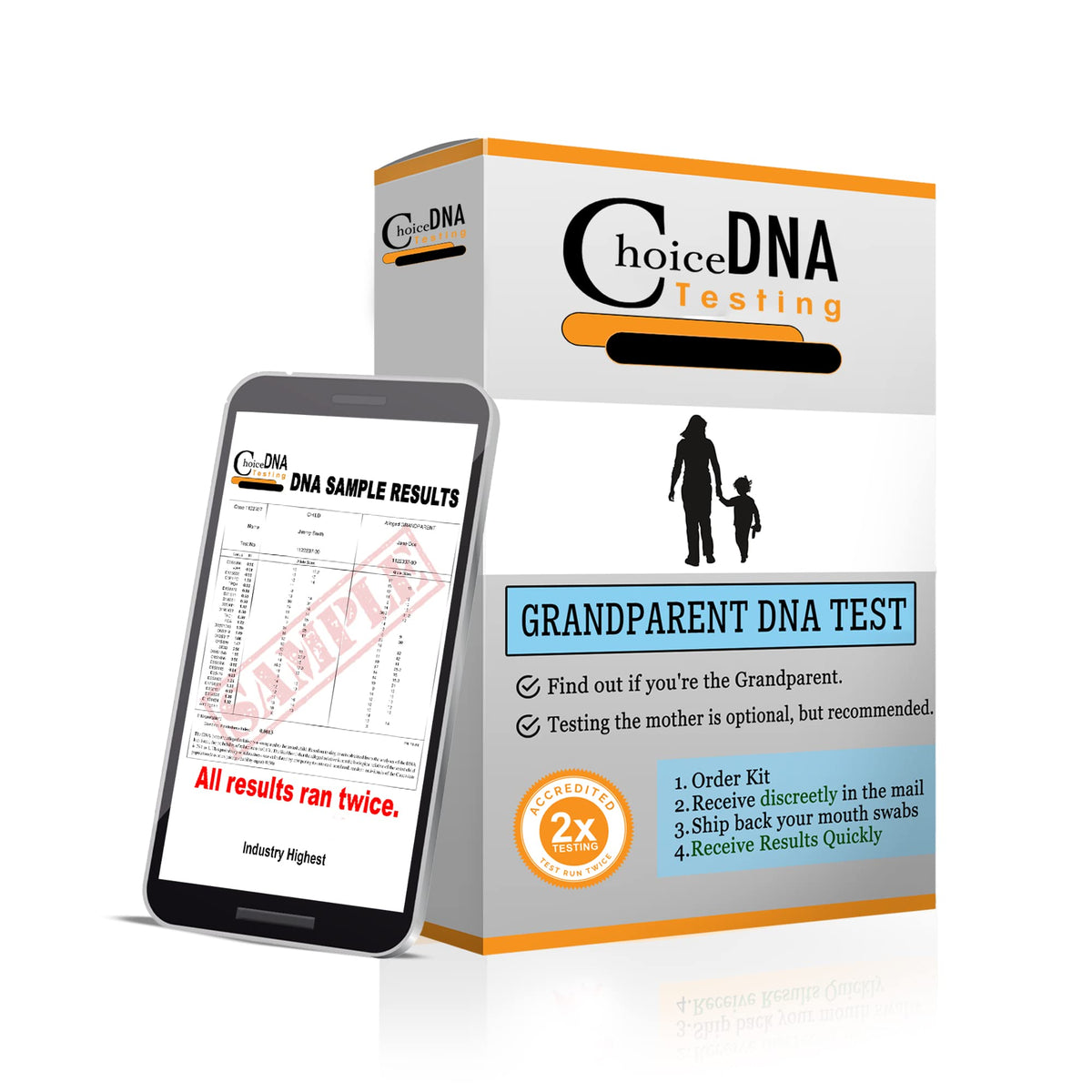 Grandparent DNA Home Test Kit - Includes one Grandparent & one Child.