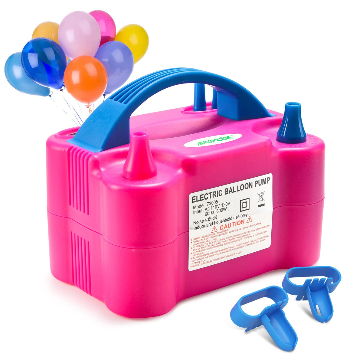 Electric Air Balloon Pump, AGPTEK 110V 600W Rose Red Portable Dual Noz