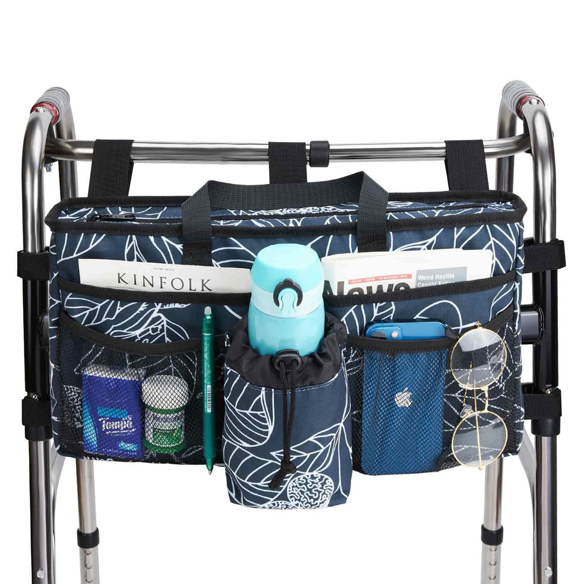 Walker Baskets for Folding Walker with Cup Holder Walker Storage Bag H