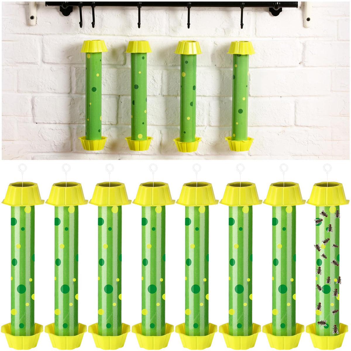 Qualirey 8 Pcs Sticky Fly Trap Fly Stick with Hanging Hook Adhesive Mo