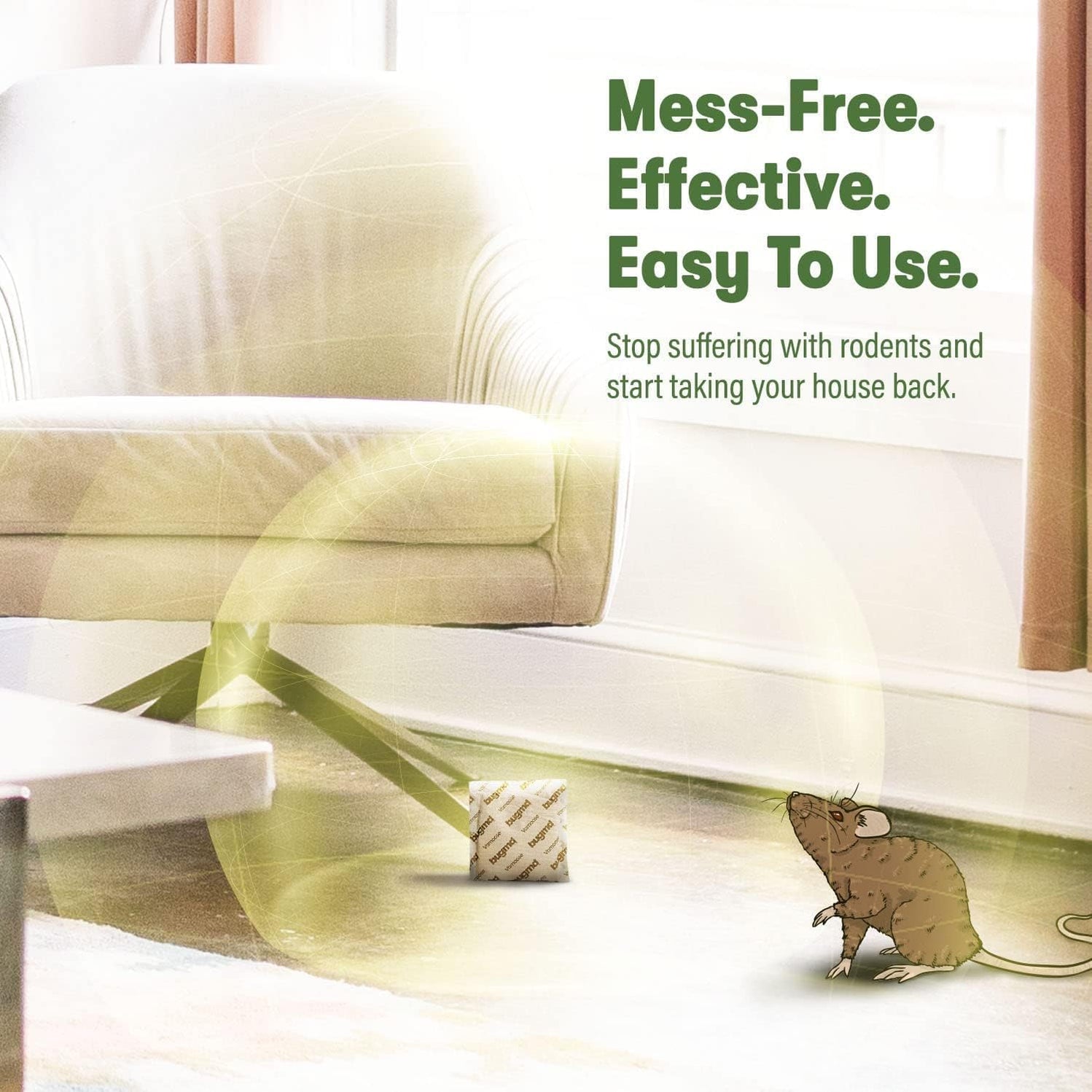 BugMD Vamoose - Rodent Repellent Pouches (2 Pack, 8 Pouches), Plant-Po