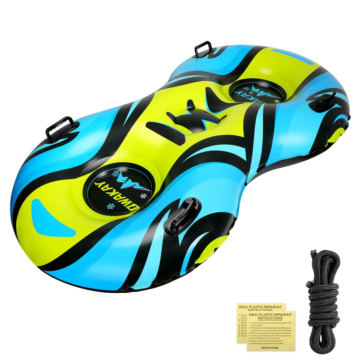 Snow Tube Sled for Kids Adults - Double Seats Snow Tubes for Sledding ...