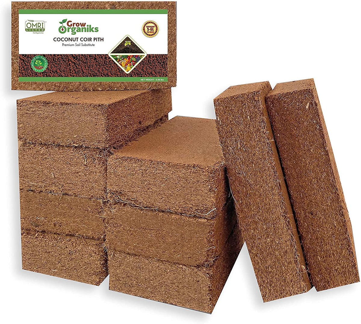 Grow Organiks Coco Coir Brick Block Coconut Coir Fiber Potting Mix for