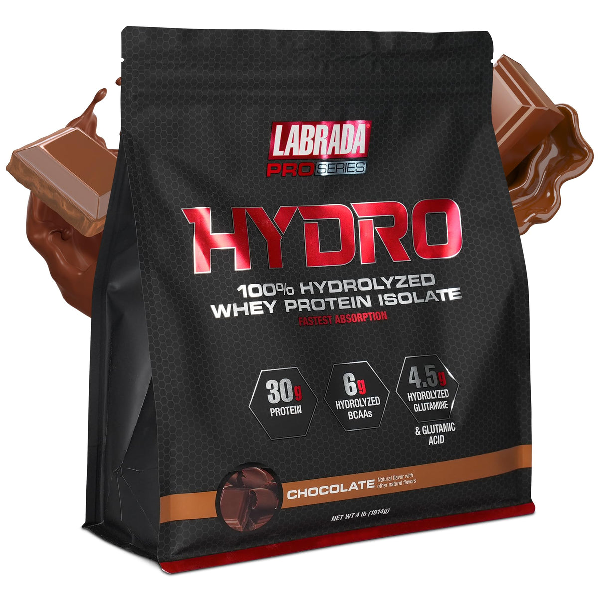 Labrada Hydro 100% Pure Hydrolyzed Whey Protein Isolate Powder, Lactos