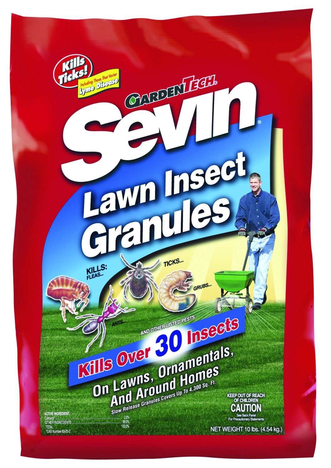 Sevin 100530128 GardenTech Insect Killer Lawn Granules, 10 Pound, Whit