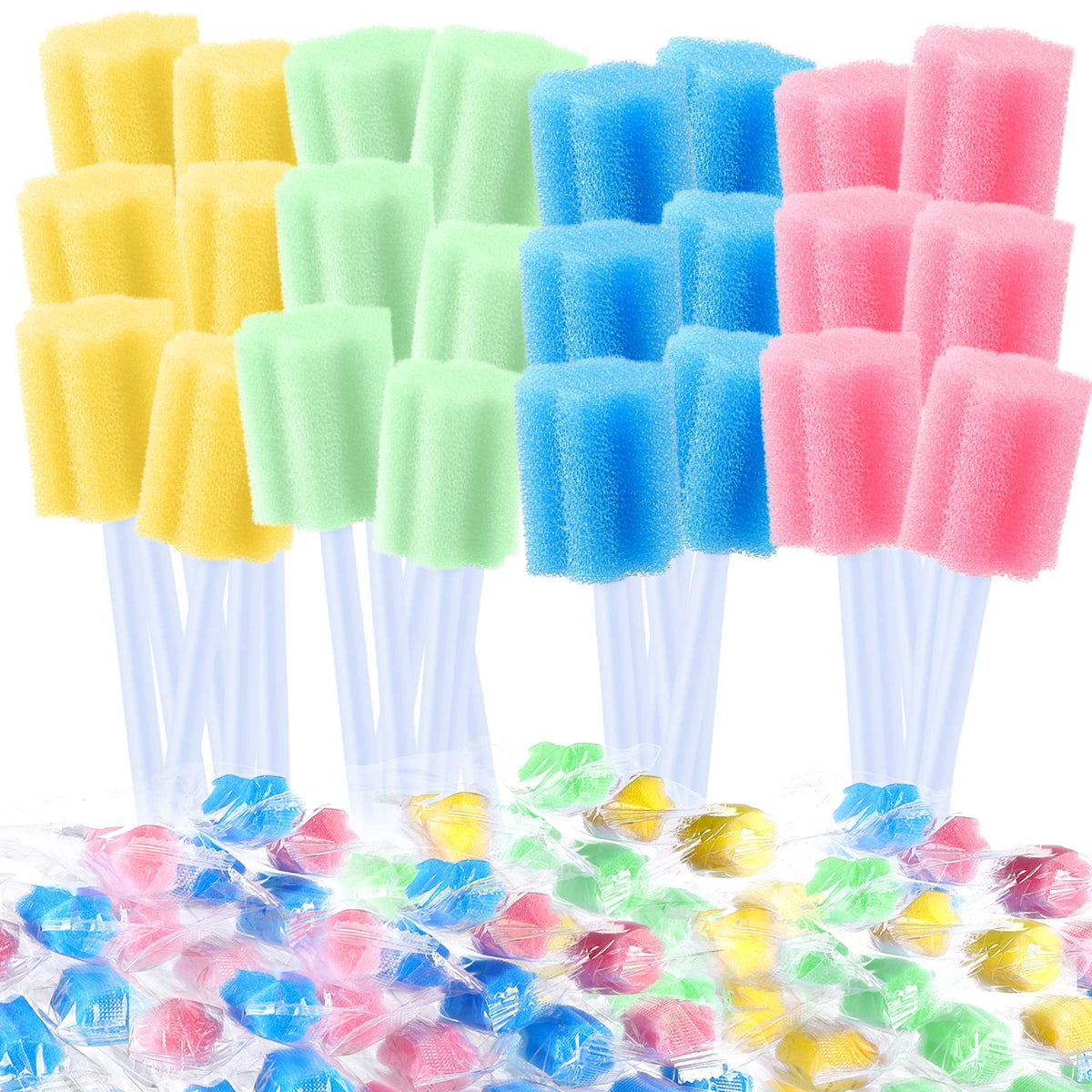 TrelaCo 500 Pcs Oral Swabs Bulk Disposable Oral Swabs Multicolor Mouth