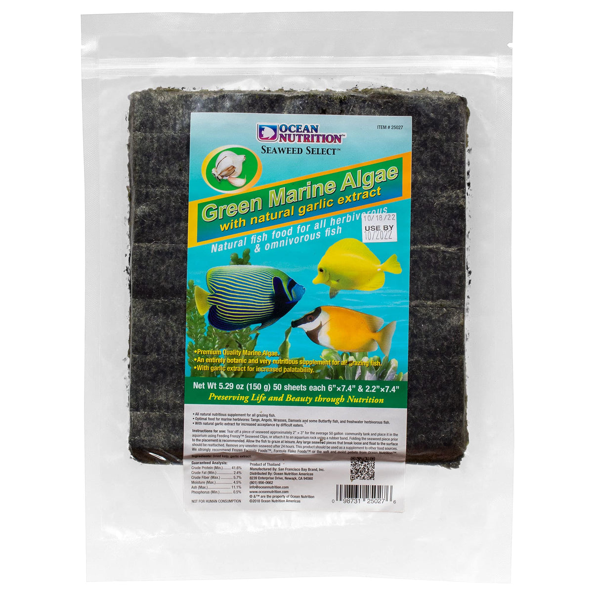 Ocean Nutrition Seaweed Selects Green Marine Algae 50-Sheets 5.29-Ounc