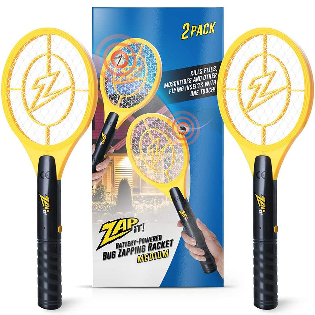 Zap It Bug Zapper Battery Powered (2xAA Included) Bug Zapper Racket, 3