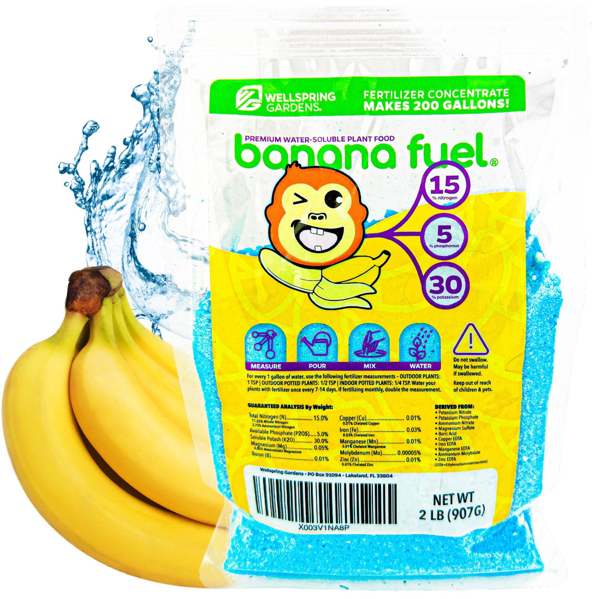 Wellspring Gardens Banana Fuel Fertilizer - Water-Soluble 15-5-30 Blen