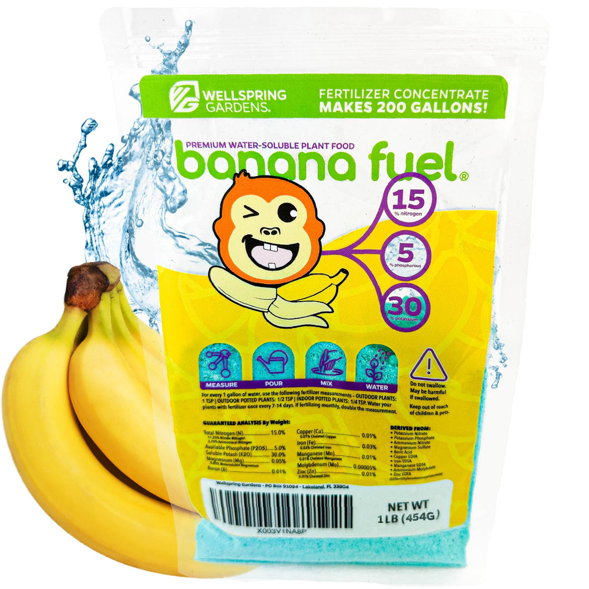 Wellspring Gardens Banana Fuel Fertilizer - Water-Soluble 15-5-30 Blen