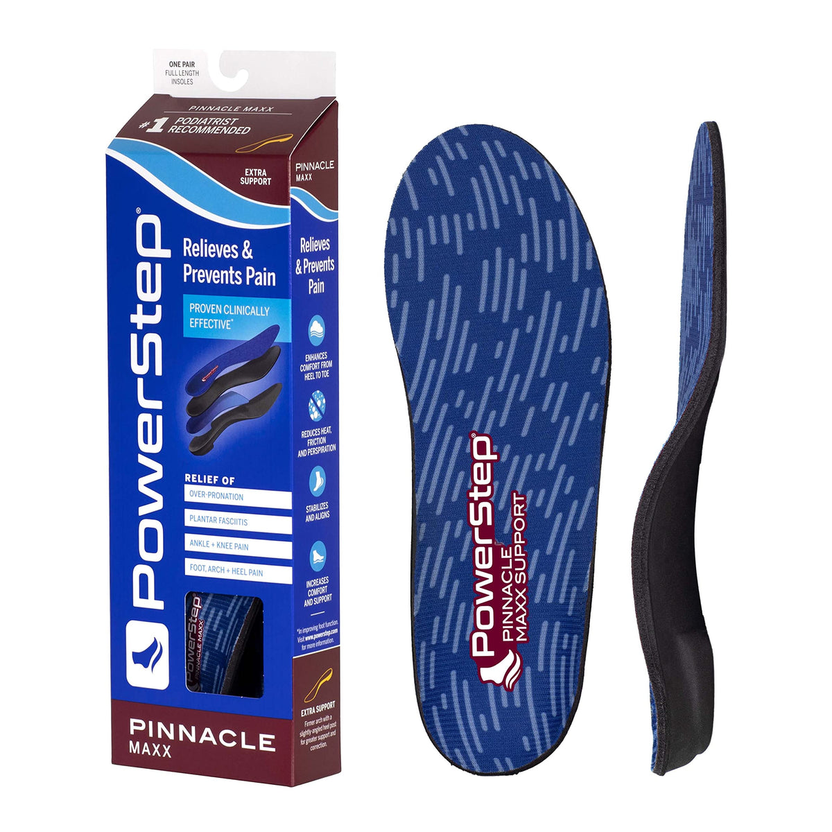 Powerstep Pinnacle Maxx Orthotic Insoles - Orthotics for Overpronation