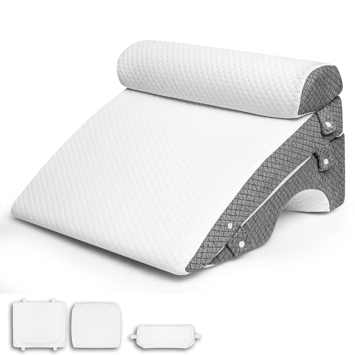 Rayli 12-inch Adjustable Bed Wedge Pillow for Sleeping- 1 Extra Washab