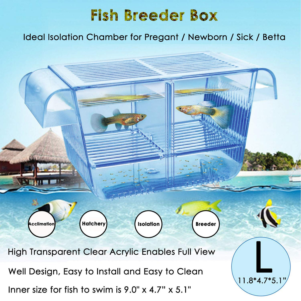 Fish Breeder Box Fish Hatchery Floating Fish Breeding Box with Removab