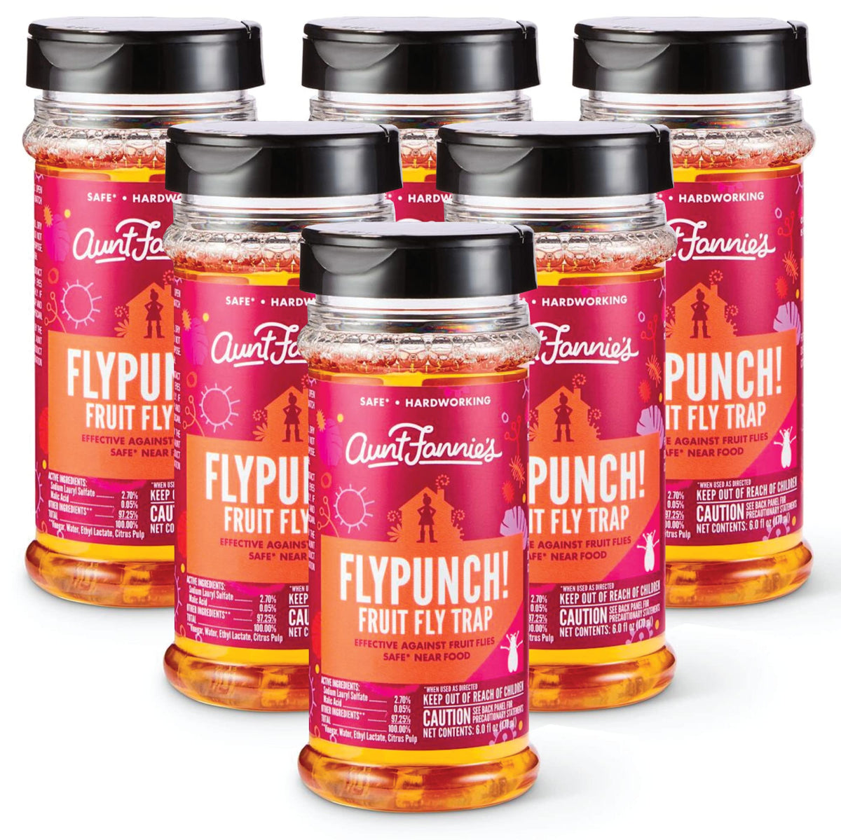 Aunt Fannie’s FlyPunch Fruit Fly Trap (6 Pack): for Indoor and Kitchen
